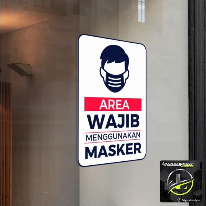 Stiker Peringatan | Sticker Warning Sign | WAJIB PAKAI MASKER - CUCI ...