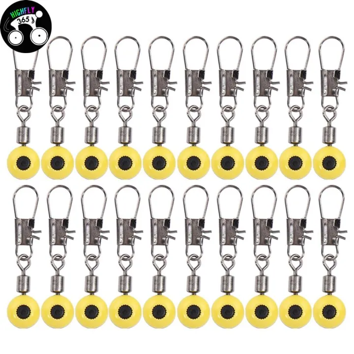 20pcs Fishing Float Rolling Swivel Line Hook Swivels Shank Clip ...