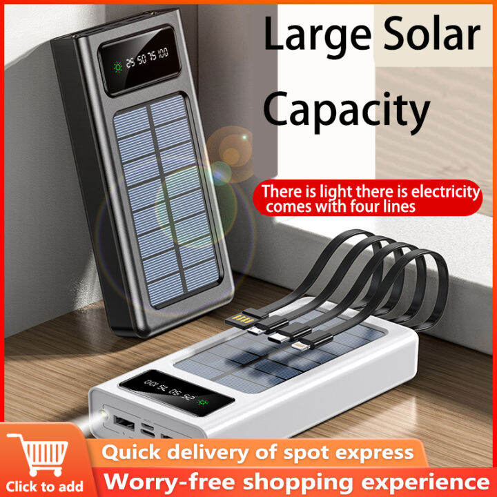 【3 Years Warranty】Power Bank Screen Display With Cable Solar 50000mAh ...