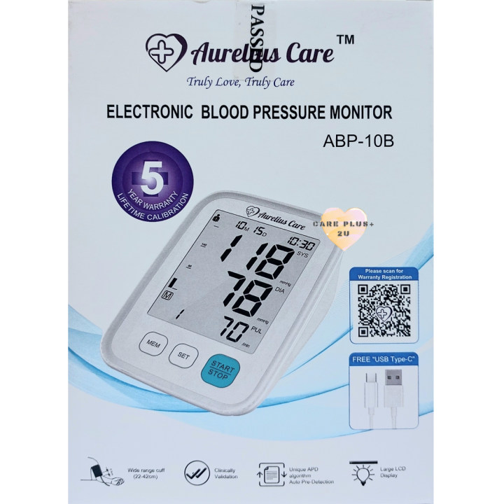 Aurelius Care Electronic Blood Pressure Monitor ABP-10B [ 5 Years ...