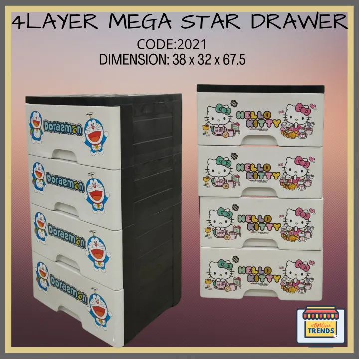 4 LAYER MEGA STAR DRAWER/ DORAEMON DRAWER / MICKEY MOUSE DRAWER | Lazada PH