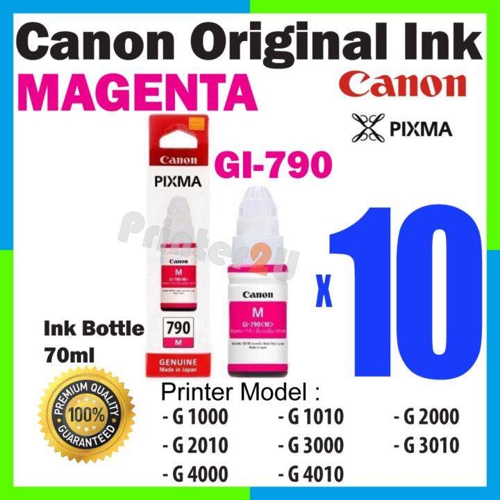 10 Units Canon Original Refill Ink GI-790 Magenta For Canon PIXMA G1000 ...