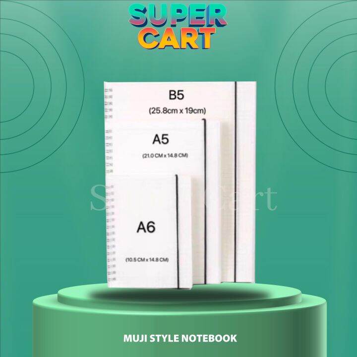 SUPERCART. MUJI inspired notebook A6 / A5 / B5 / A4 style Grid / Line / Dotted / Blank | Lazada PH