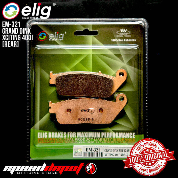 ELIG BRAKE PAD EM-321 [KYMCO XCITING 400i - REAR] * Speed Depot | Lazada PH