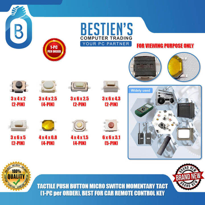 TACTILE PUSH BUTTON MICRO SWITCH MOMENTARY TACT (1-PC per ORDER), BEST ...