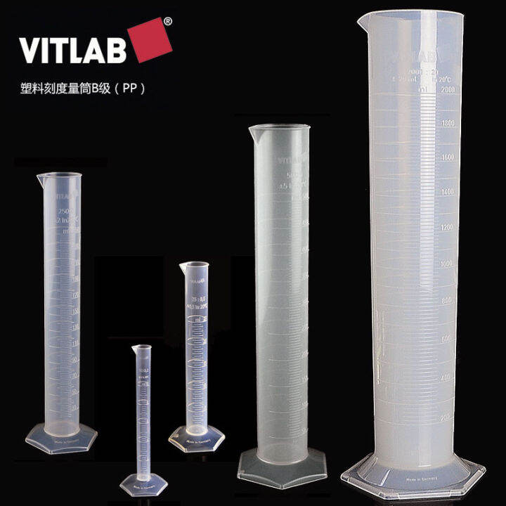 VITLAB plastic graduated measuring cylinder with tickets Class B 10/25/50/100/250/500/1000 ...
