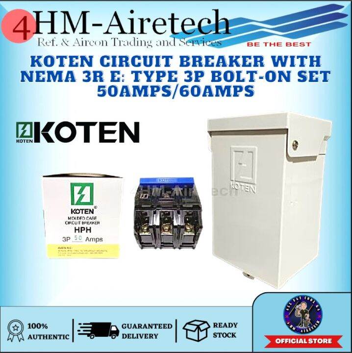 4HM KOTEN Circuit Breaker with NEMA 3R E: Type 3P Bolt-On Set 50amps ...
