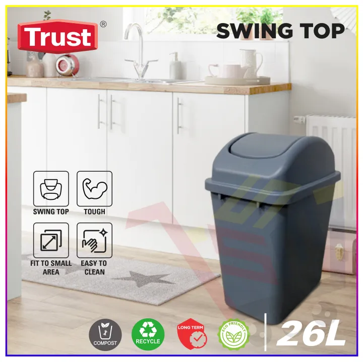 TRUST™ 26L Soft Wastebasket with Swing Top/Trash Bin/Waste Bins/Recycle ...