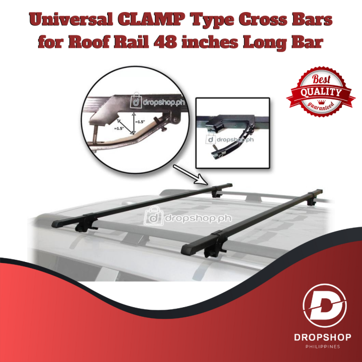Universal CLAMP Type Cross Bars for Roof Rail 48 inches Long Bar Top ...