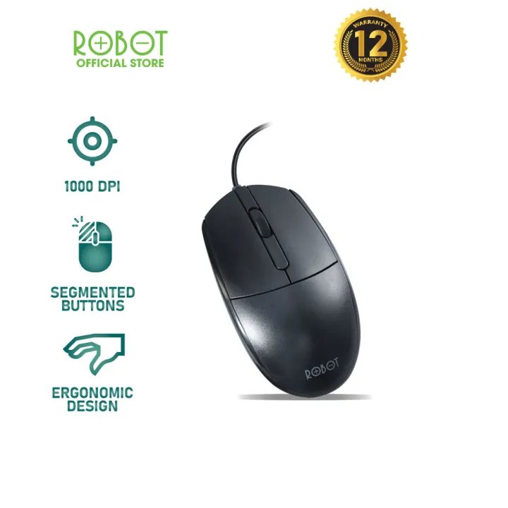 Robot M120 1000 DPI Ergonomic Design with Anti-Slip Scroll Wheel Office ...