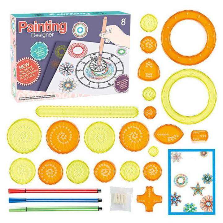 Spiral Drawing Art Set 26-pcs Geometric Ruler DIY Creative Design Set ...