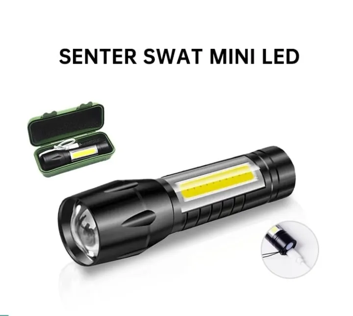 Senter Police Mini Zoom Cas Charge 3 Fungsi Senter Swaat Led Super ...