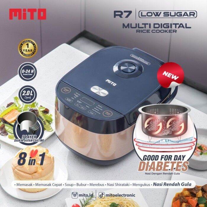 Mito R7 Low Sugar Multi Digital Rice Cooker 2 Liter 8 in 1 Menu ...