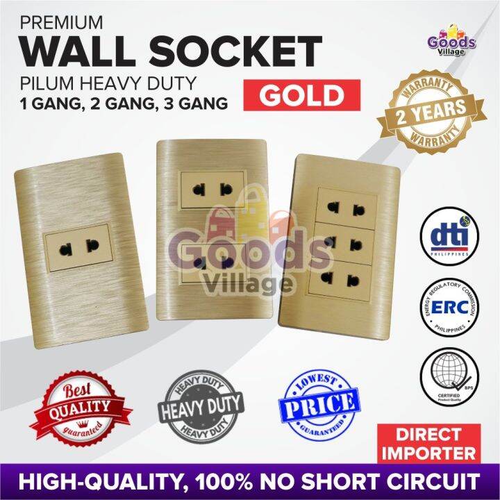 Premium Wall Socket Wide Series 1, 2, 3 Gang Gold 2 Way | Lazada PH