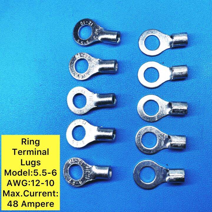 100Pcs RNB 5.5-5 to 5.5-10 (AWG.12-10) Non-Insulated Terminal Lugs ...