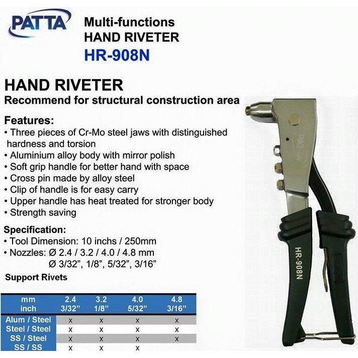 PATTA HAND RIVETER (HR-908N) | Lazada PH