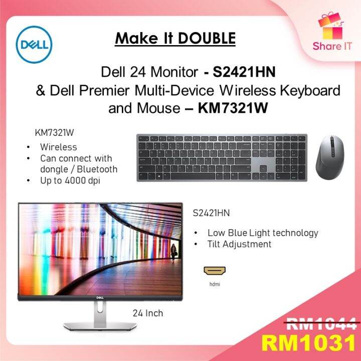 Dell S2421HN & KM7321W - 24 Inch Monitor & Premier Multi-Device ...