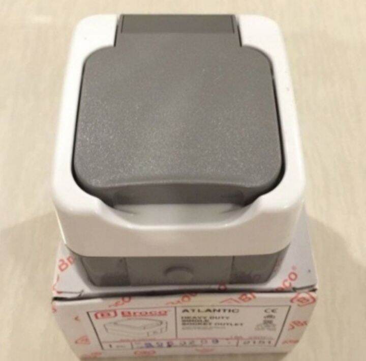 Stopkontak Outdoor broco Atlantic dengan tutup cover colokan listrik ...