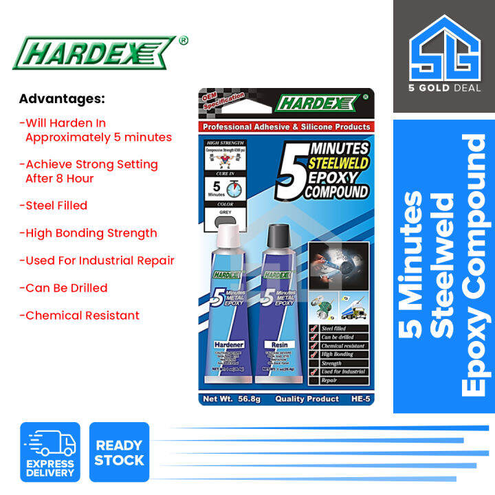 HARDEX HE-5 5 Minutes Metalweld Epoxy Compound 56.8G HE-205 5 Minutes ...
