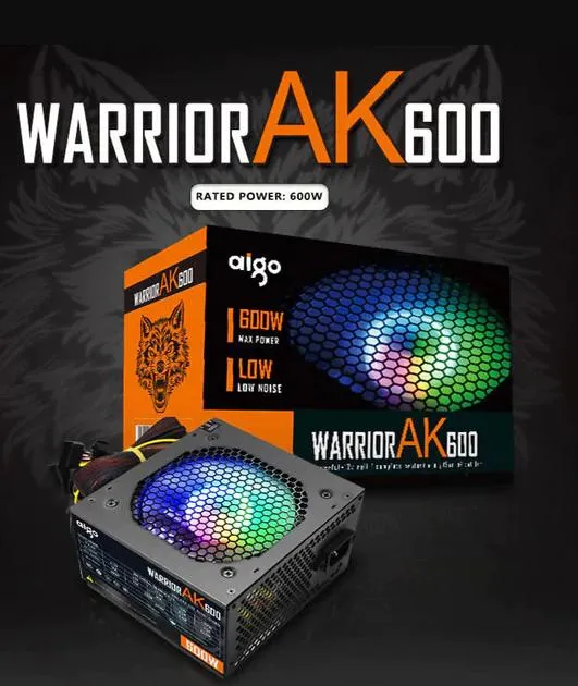 Aigo AK600 Max 600W Power Supply PSU PFC Silent Fan ATX 24pin 12V PC Computer SATA Gaming PC ...