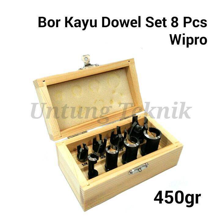 WIPRO 8 Pcs Mata Bor Kayu Dowel set - Mata bor plong untuk Dowel Kayu ...