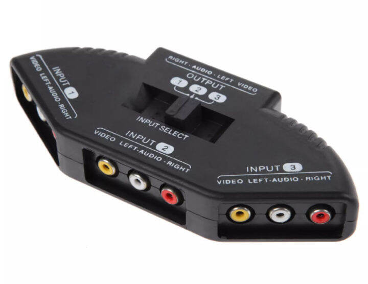 RCA Splitter 3-Way Audio Video Switch Box Cable RCA Output TV; 3-Way ...