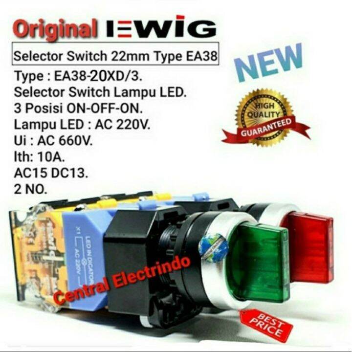 Selector Switch Lampu LED EWIG 22mm EA38-20XD/3 3Posisi ON-OFF-ON. | Lazada Indonesia