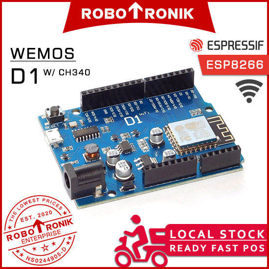 WeMos D1 R2 WiFi Development Board w/ CH340, ESP8266, ESP-12F | Lazada