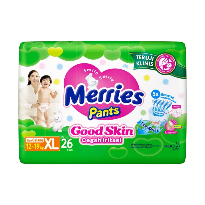Pampers Merries Pants Good Skin XL 26 tipe celana | Lazada Indonesia