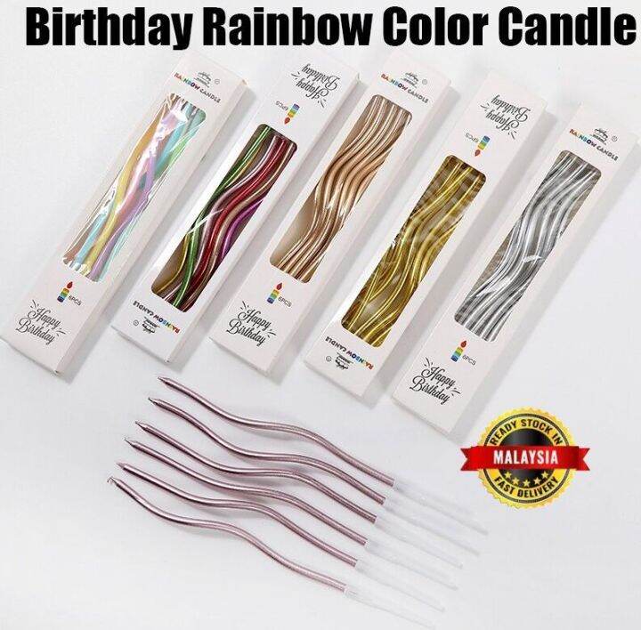 Happy Birthday Pastel Color Rainbow Color Birthday Candle Cake Candle ...