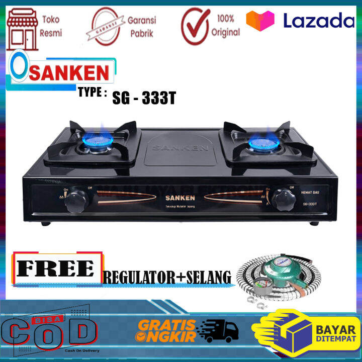 Kompor Gas Dua Tungku SG 333T Hitam Murah/SANKEN Kompor Gas SG-333T | Lazada Indonesia