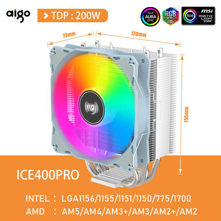 Aigo ARGB CPU Cooler 4 Heat Pipes 4 Pin PWM PC Quiet 120MM CPU Cooling ...