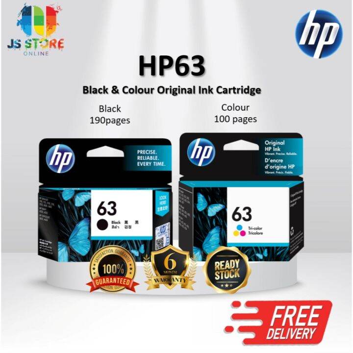 [Fast Ship] HP 63 Black Tri-Color Original Ink Cartridge / F6U62AA F6U61AA | Lazada