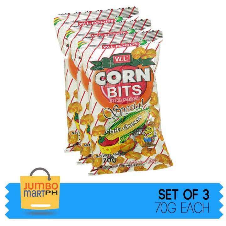 W.L. FOODS CORN BITS CORN SNACKS CHILI CHEESE FLAVOR 70G / SET OF 3 | Lazada PH