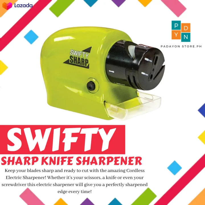 Swifty Sharp Cordless Motorized Knife Blade Sharpener Green Swift Sharp Smart Blade Knife ...