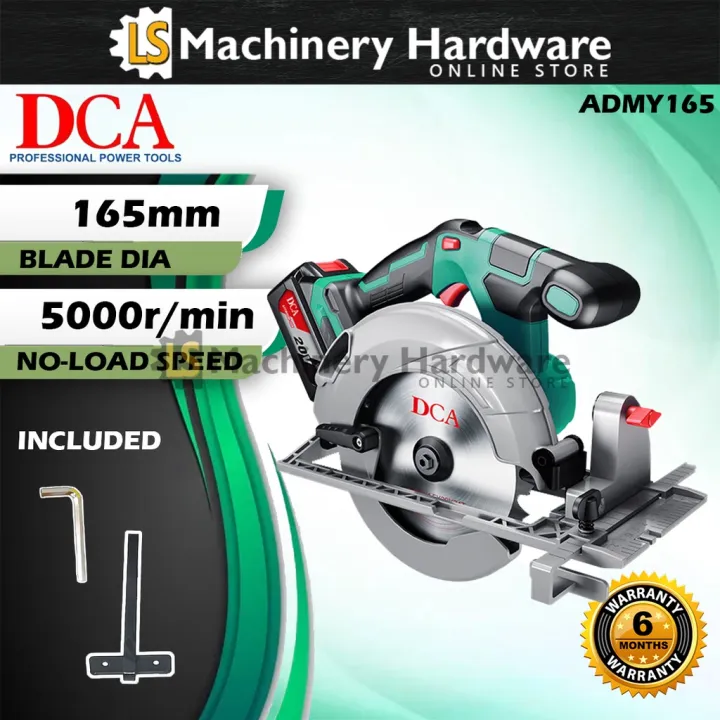 DCA ADMY165 165MM 50° Cordless Brushless Circular Saw 5000RPM - 6 ...