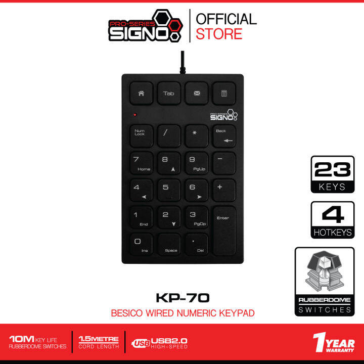 SIGNO Wired Numeric Keypad BESICO รุ่น KP-70 (คีย์บอร์ดตัวเลข) | Lazada.co.th