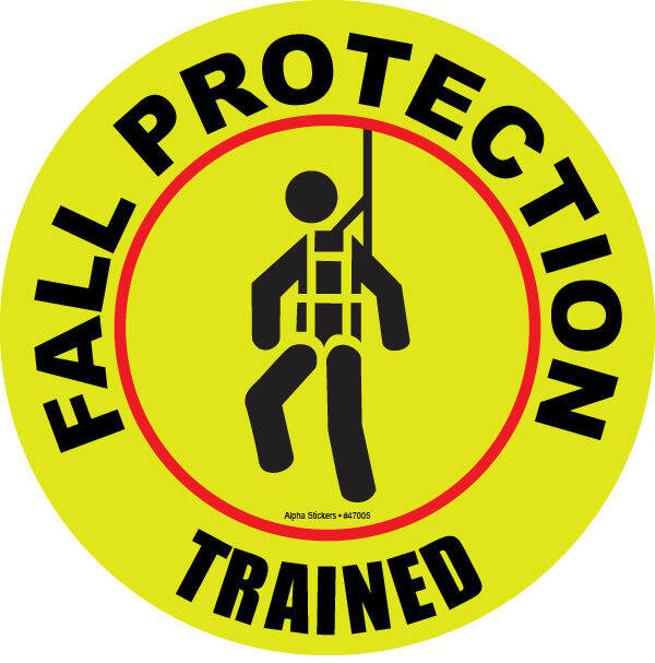 Hard Hat Sign Fall Protection Trained Vinyl Sticker Size: 2"W x 2"H ...