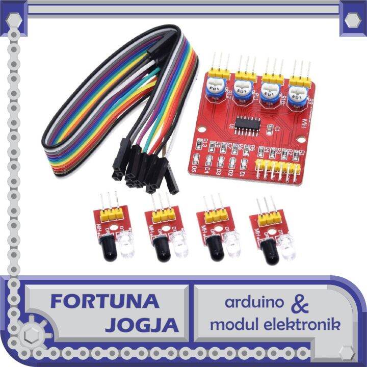 Modul 4 Channel IR Infrared Sensor Robot Line Follower Tracer | Lazada ...