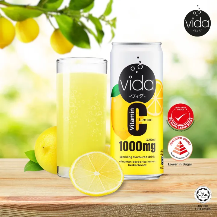 24x【Vida Vitamin C 1000MG Sparkling Drink 325ml】 | Lazada
