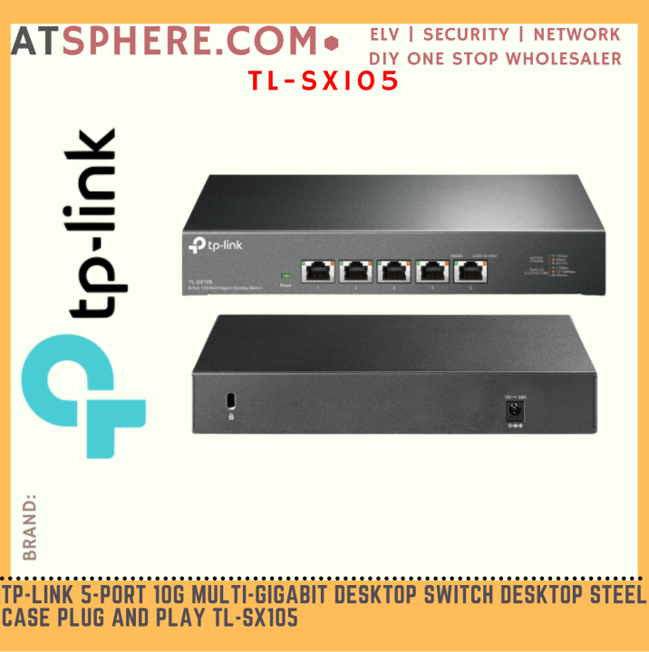 TP-LINK Tplink 5 Port 5x 10G Multi Gigabit Switch RJ45 Port Desktop ...