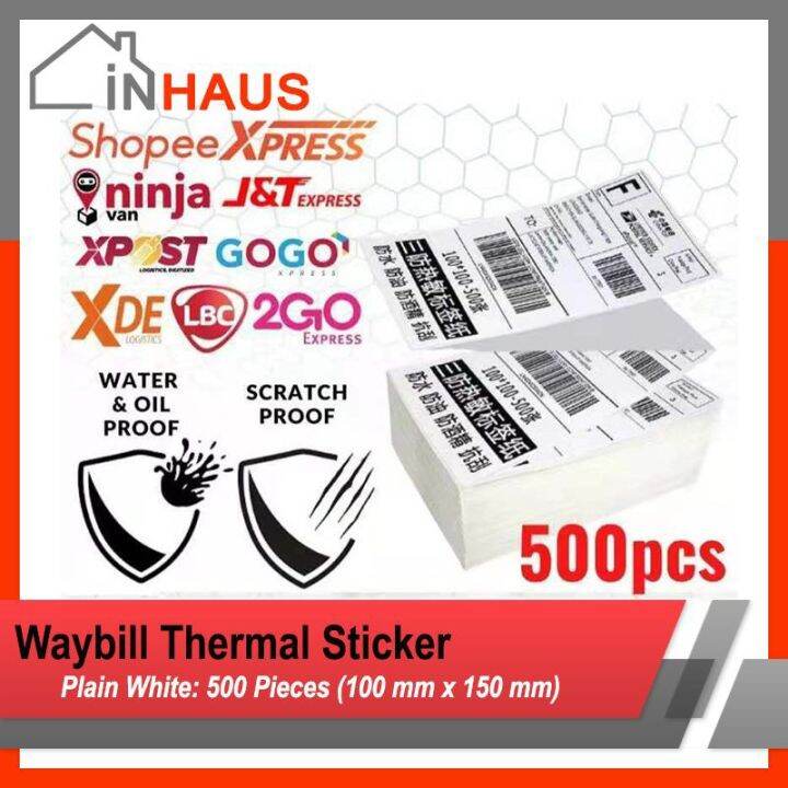 【READY STOCK】 ♨INHAUS A6 THERMAL WAYBILL STICKER 100mmx150mm Fold 500 ...