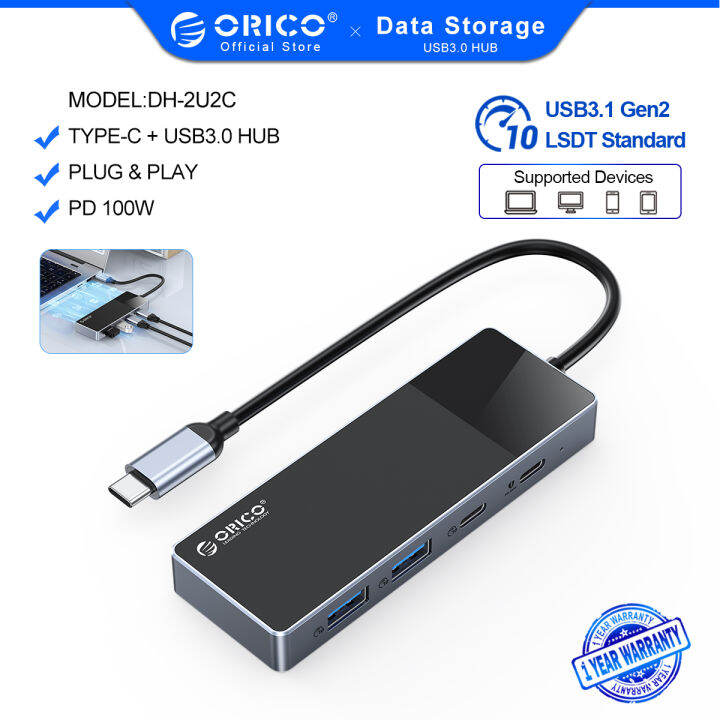 ORICO 4 Port USB 3.0 Hub, Ultra-Slim Data USB Hub with PD100W Super ...