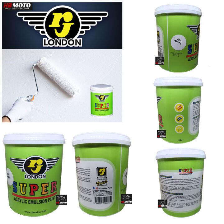 Cat Tembok RJ 1KG/RJ london 010 White (Putih) Cat Tembok Super Acrylic ...