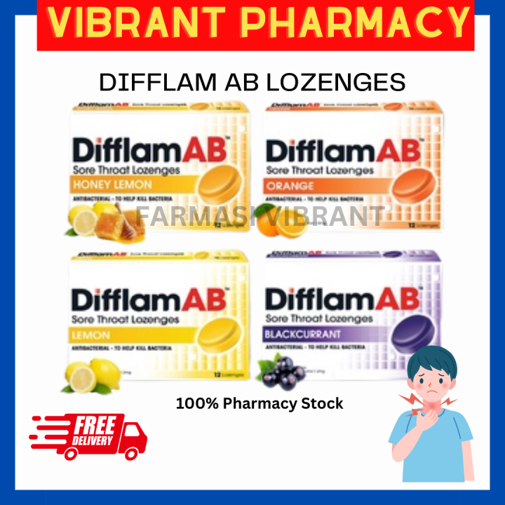 Difflam AB Sore Throat Lozenges Orange / Lemon / Blackcurrant 6S/ 12S ...