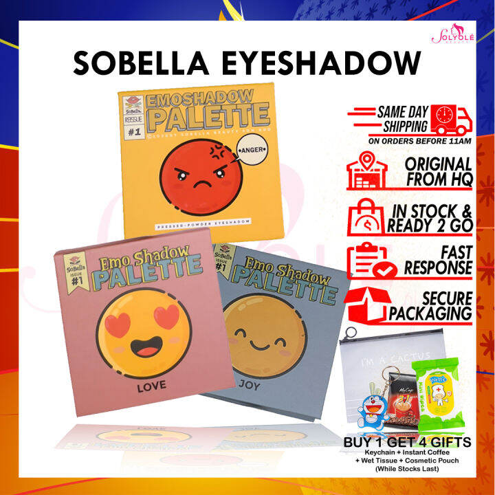 SOBELLA Emoshadow Palette Pressed Powder Eyeshadow Code Anger/Love/Raya ...