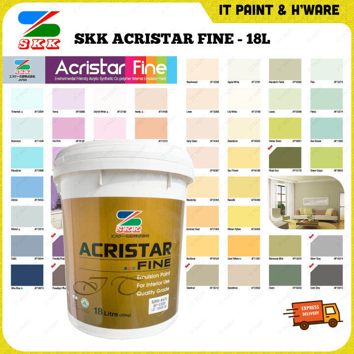 [18 Liter] SKK Paint Acristar Fine 18L Emulsion Indoor Wall Paint for ...