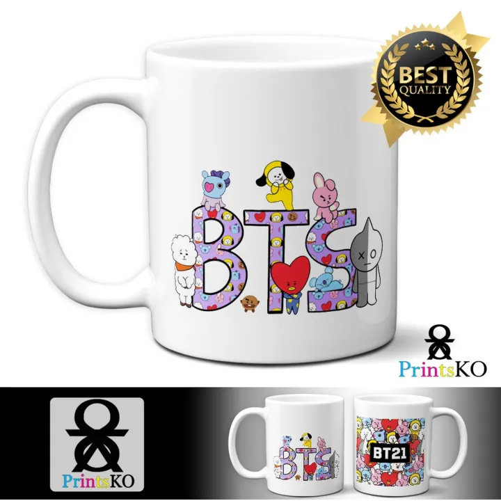 BT21 Magic Mug or White Mug BTS Cooky Chimmy Koya Mang RJ Shooky Tata ...