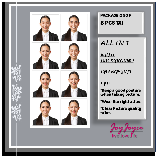 8 PCS 1X1 ID PICTURE ALL IN ONE FREE 1 WALLET SIZE FREE WHITE ...