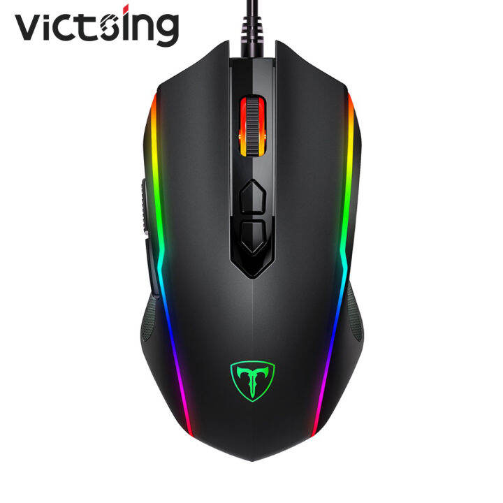 VicTsing RGB เมาส์สำหรับเล่นเกม8ปุ่มตั้งโปรแกรมได้7200 DPI ปรับ Optical ...